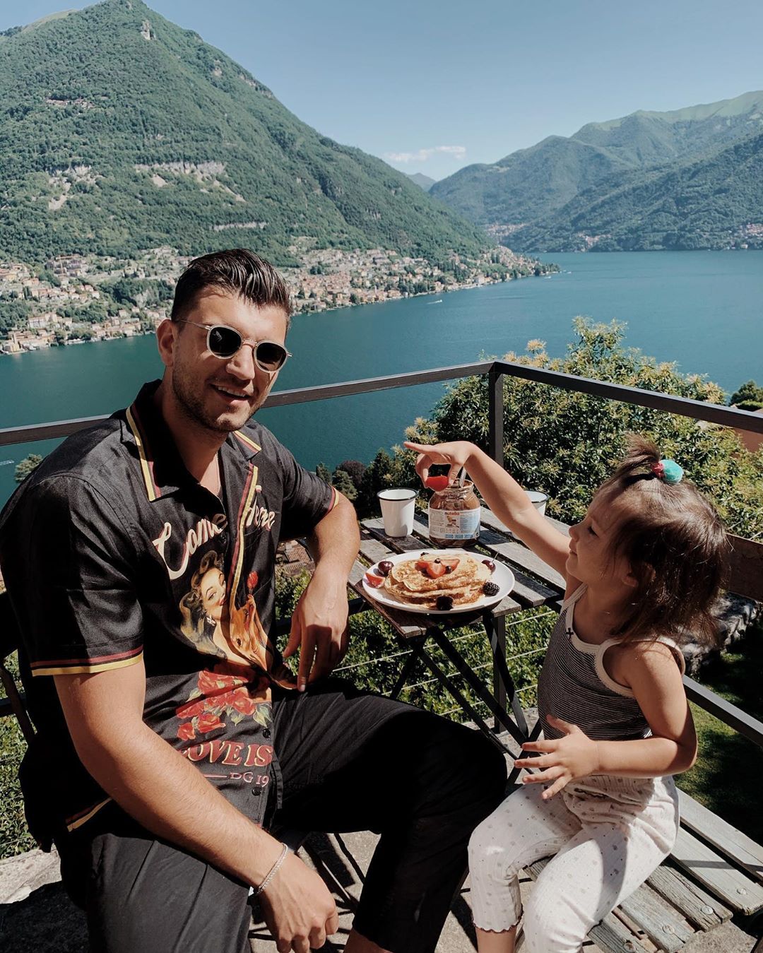 Influencer Marco Fantini wearing Leisure Society in Lago Como, Italy