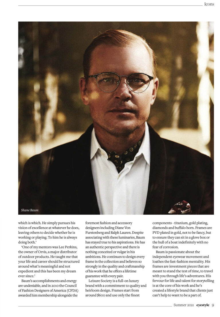 eyestyle Magazine’s Summer 2021 issue featuring Shane Baum and Leisure ...